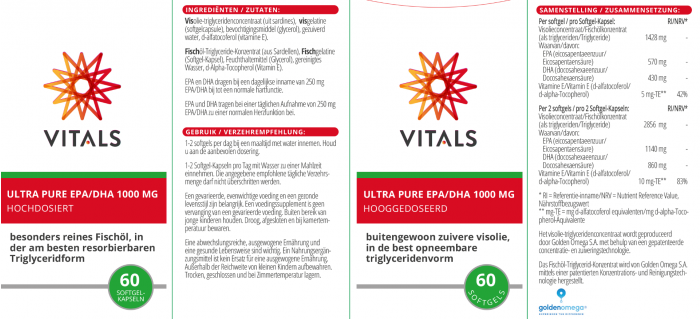 Vitals - Ultra Pure EPA/DHA 1000 mg - 60 softgels